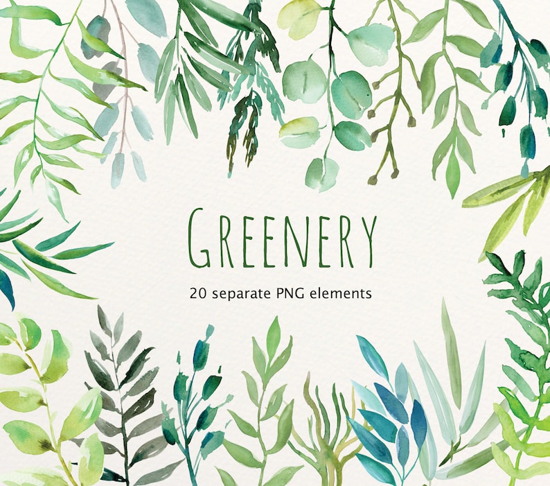 Watercolor Greenery Clip Art / Greenery Frames Watercolor - Etsy