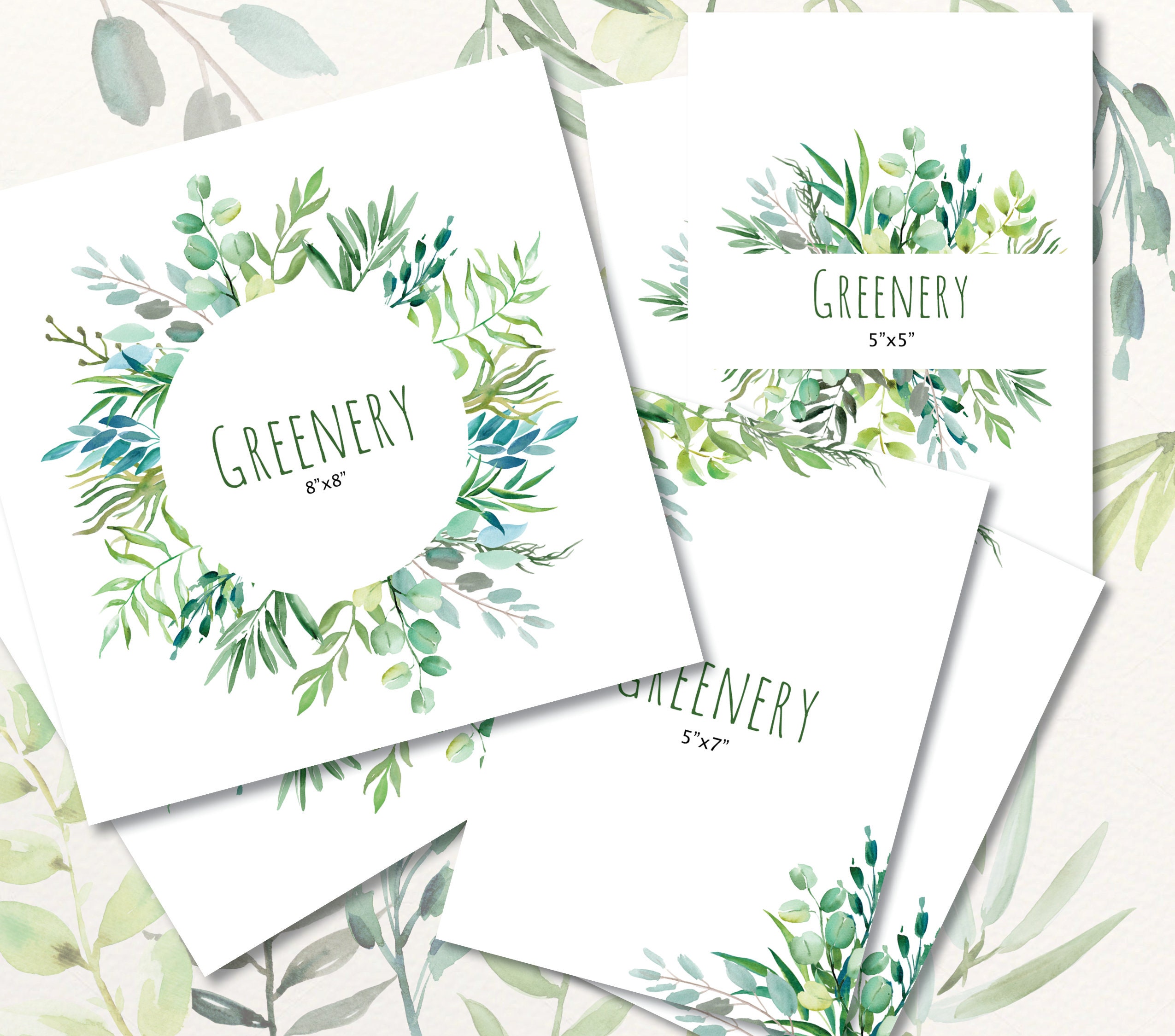 Watercolor Greenery Clip Art: Hand-painted Floral Frames (digital ...
