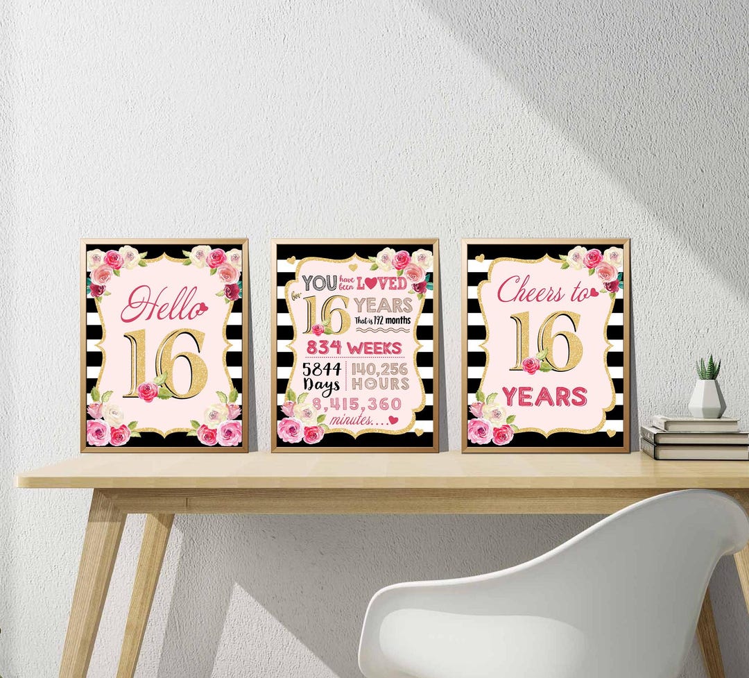 16th Birthday Signs Bundle. You Have Been Loved 16 Years. Birthday ...