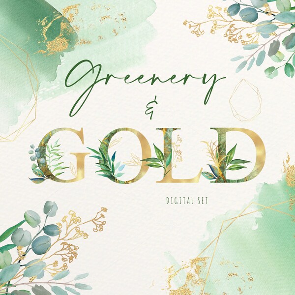 Greenery and Gold - Etsy