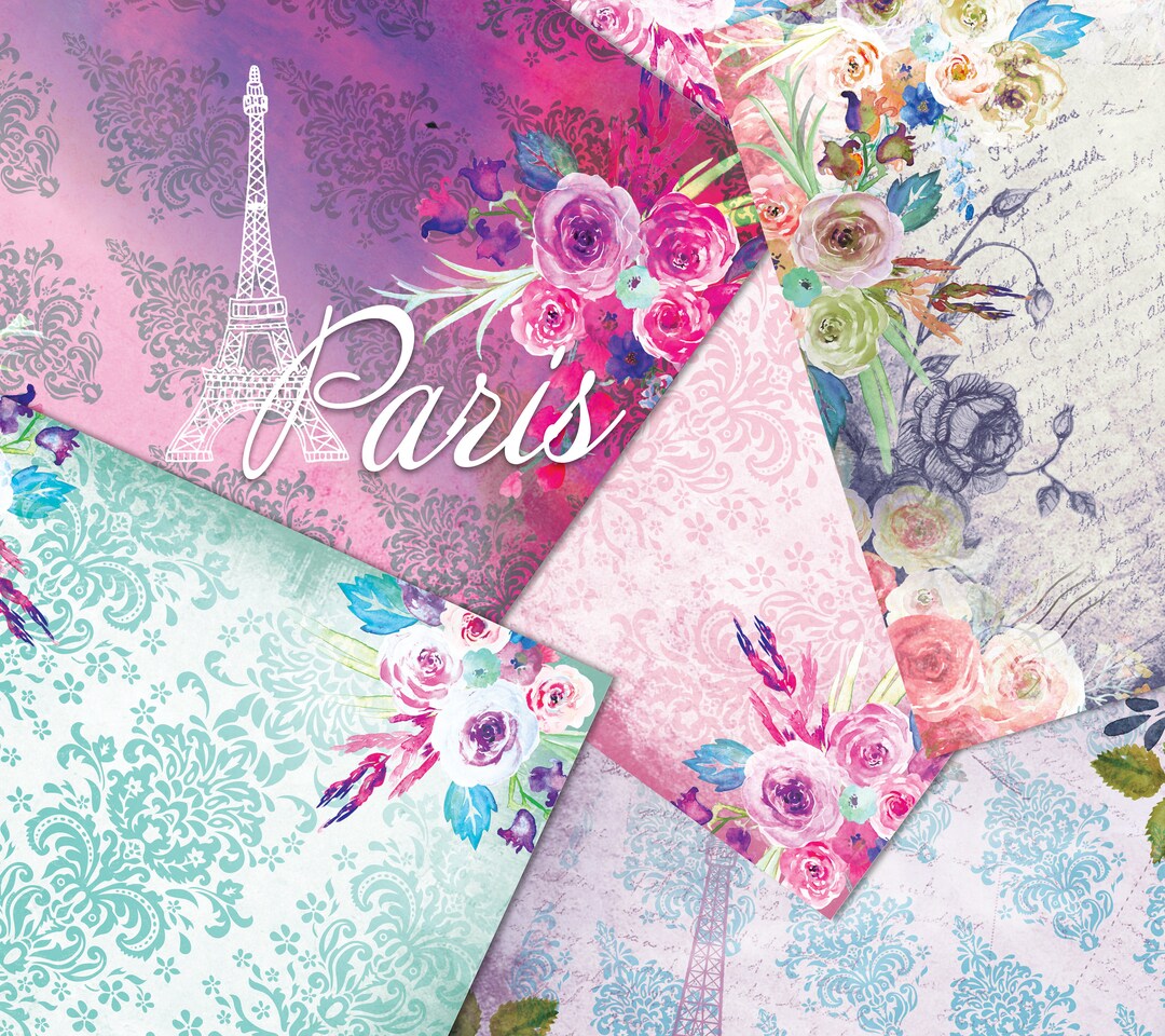Paris Inspired Watercolor Digital Papers Hand Painted - Etsy