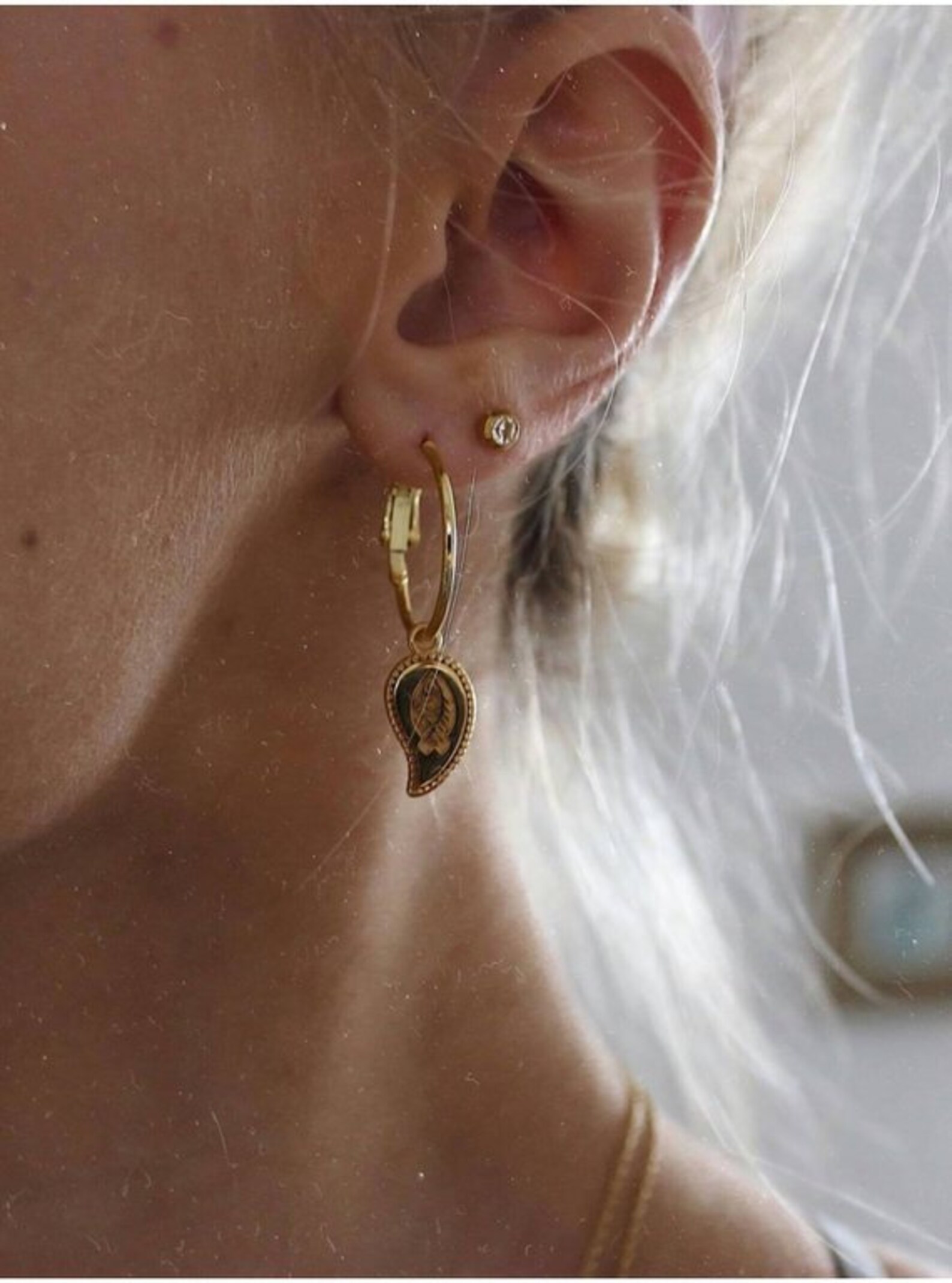 Gold Charm Hoops Small Gold Hoops Small Gold Charm Hoops | Etsy