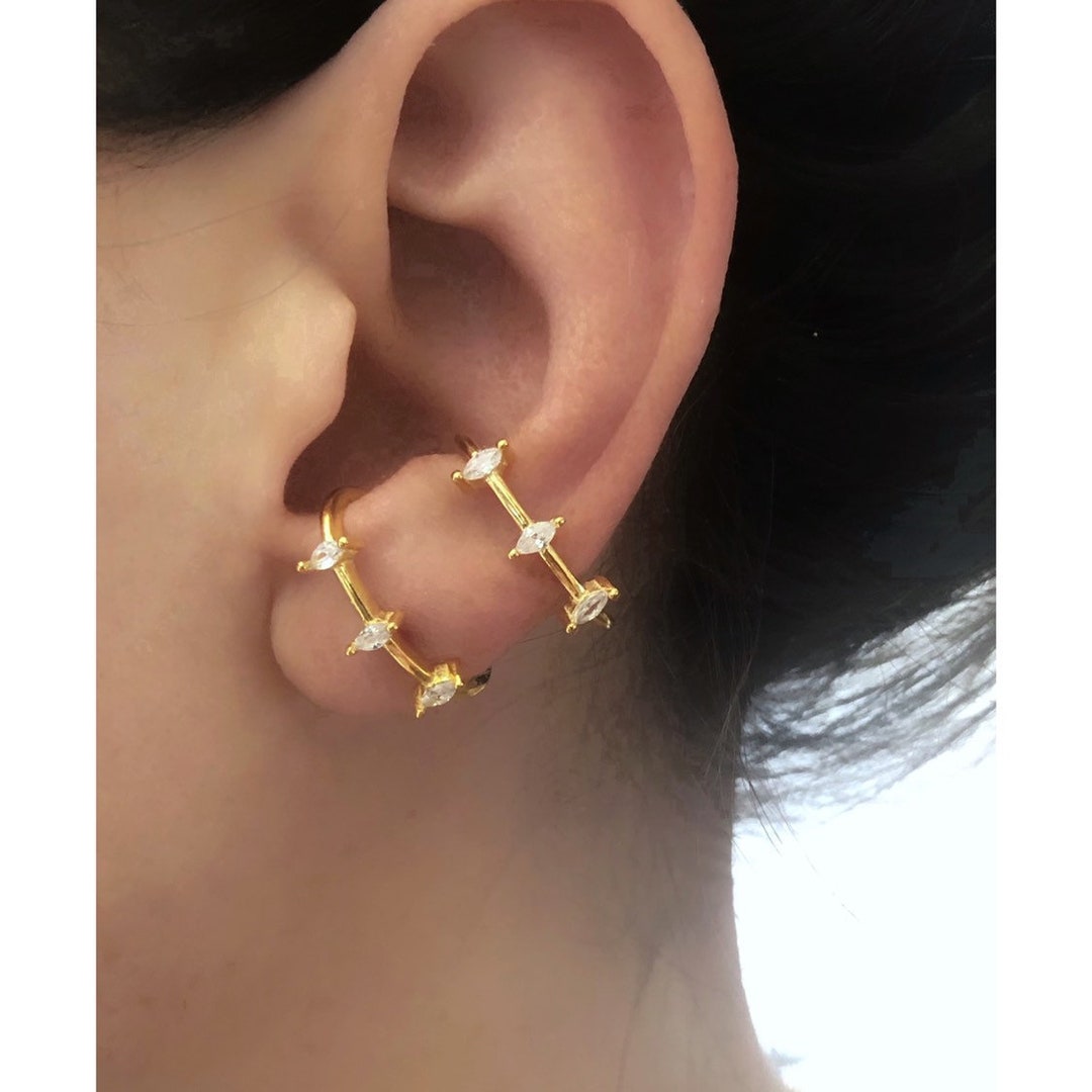 Gold Stud Ear Cuff, CZ Ear Cuff, CZ Stud Ear Cuff - Etsy