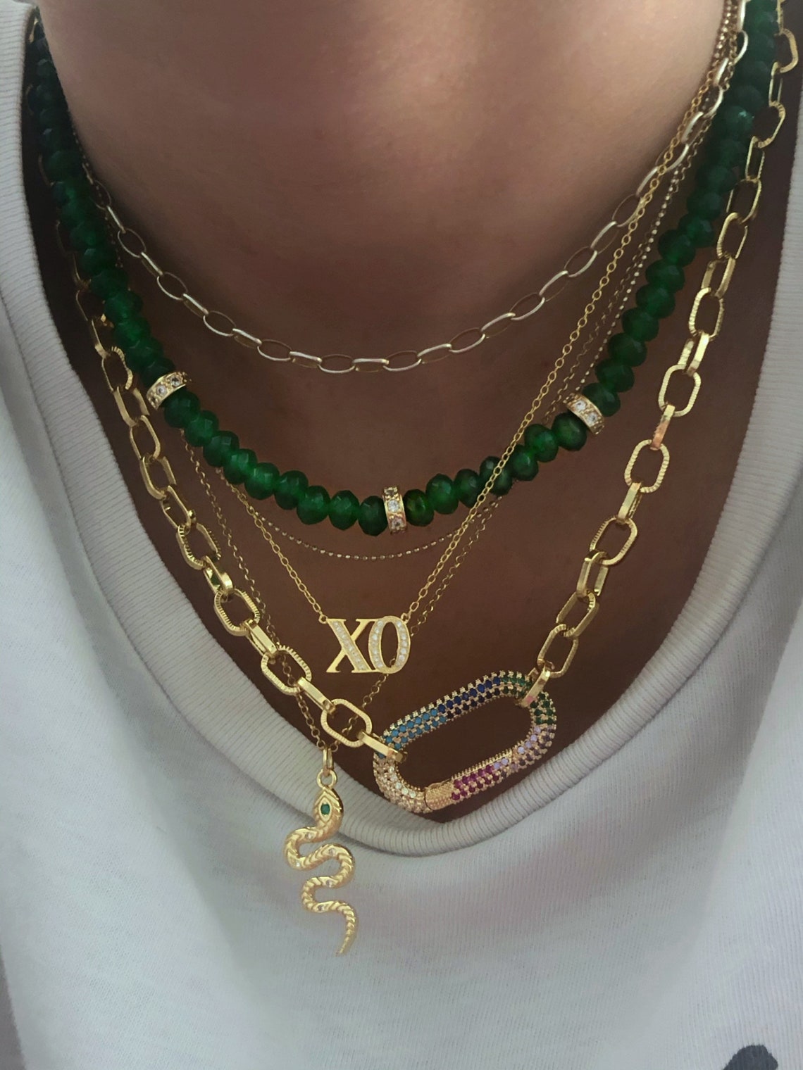 Rainbow CZ Carabiner Necklace Gold Carabiner Necklace CZ - Etsy