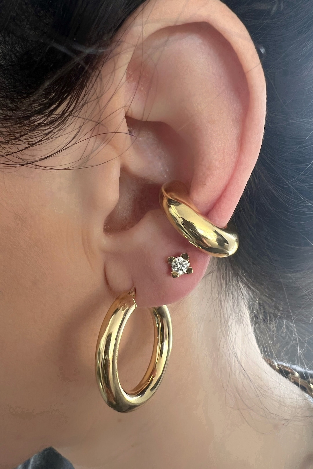 Gold Ear Cuff, Bold Ear Cuff, Ear Cuff, Big Ear Cuff, Ear Cuff, Gold ...