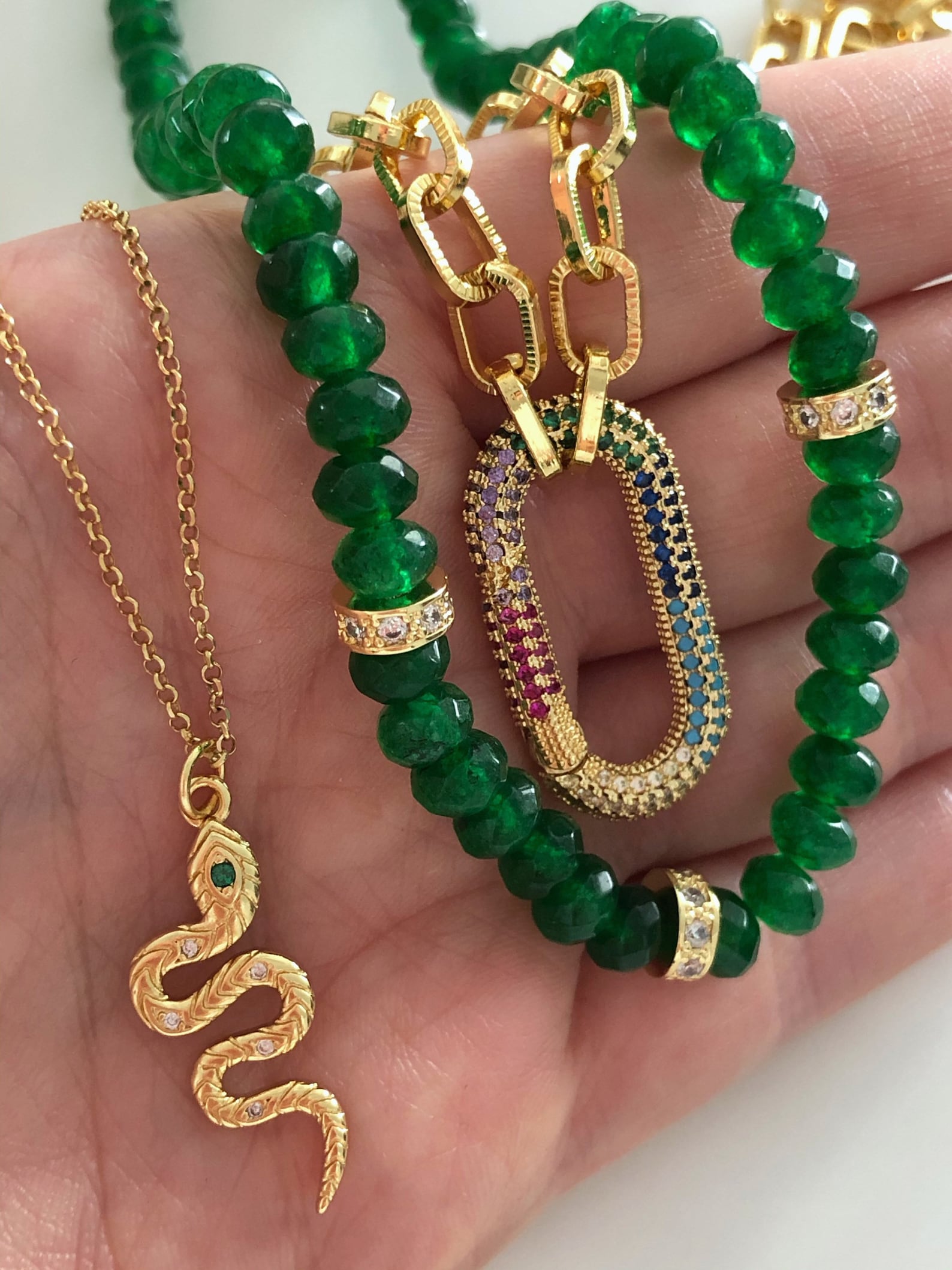 Rainbow CZ Carabiner Necklace Gold Carabiner Necklace CZ - Etsy