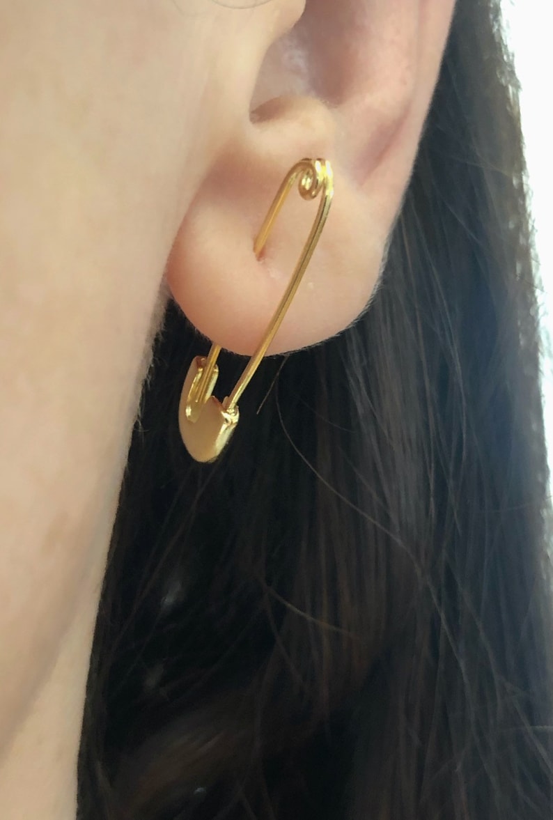 Gold Safety Pin Earrings Safety Pin Earrings Safety Pin - Etsy