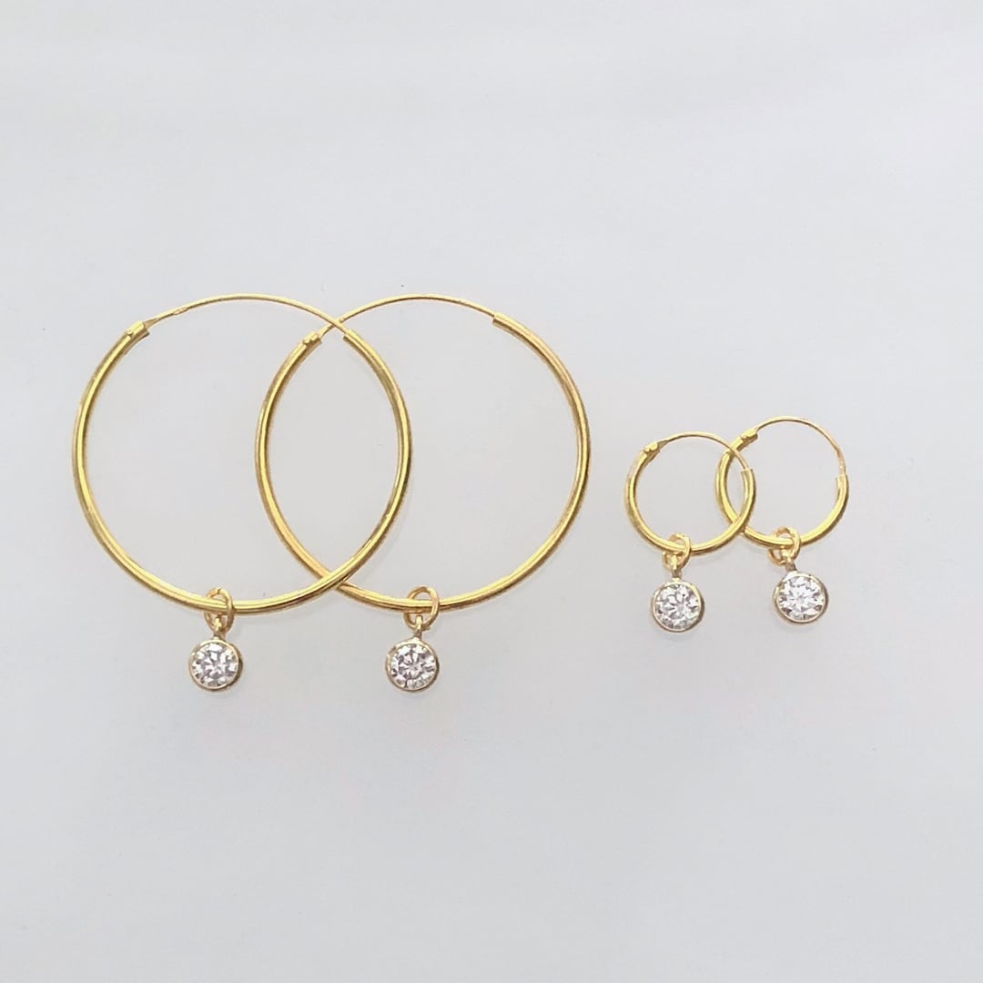 CZ Hoops Gold CZ Hoops Clear CZ Hoops 24k Gold Filled - Etsy