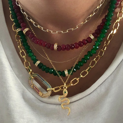 Rainbow CZ Carabiner Necklace Gold Carabiner Necklace CZ - Etsy