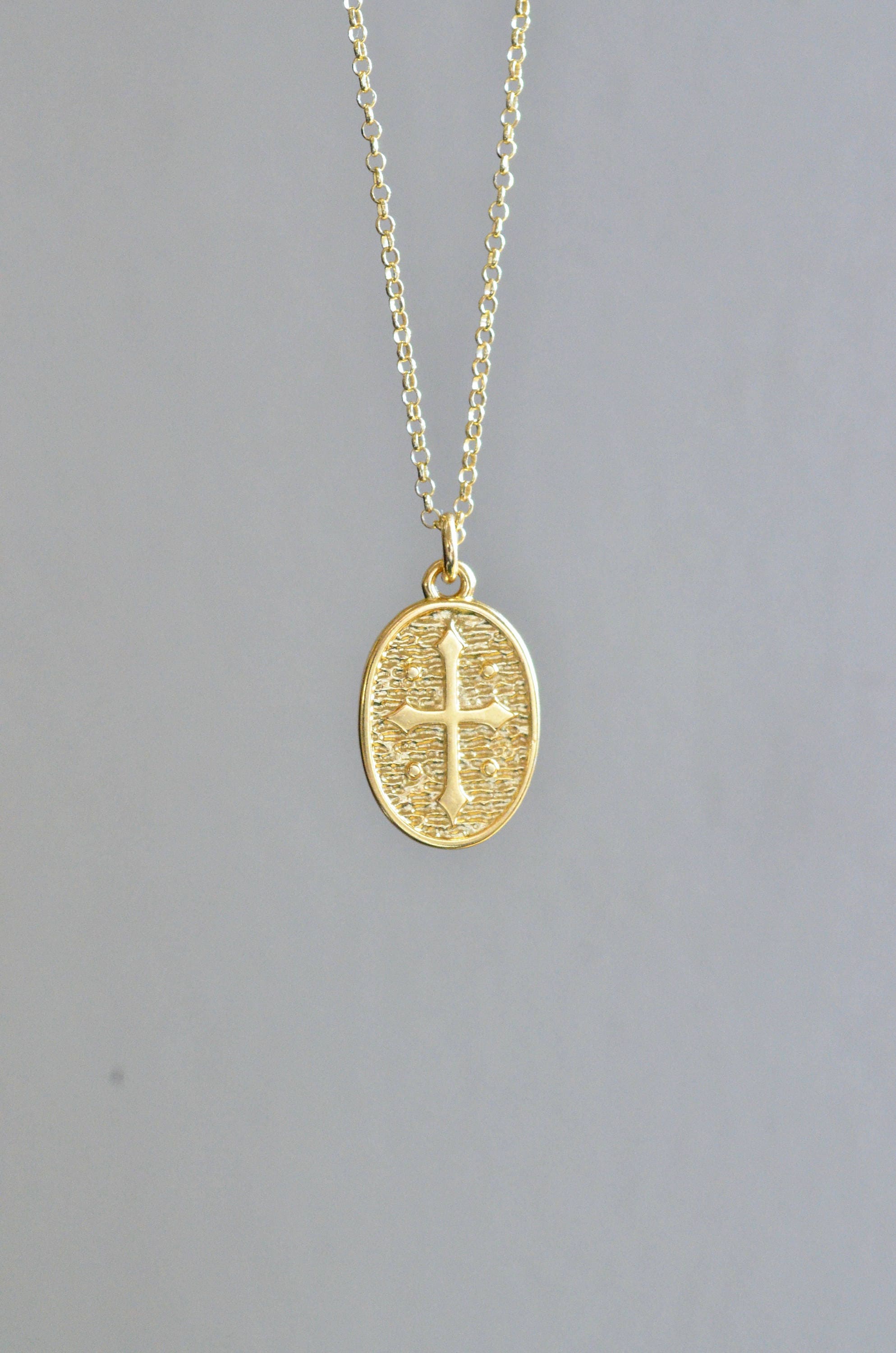 Gold Cross Coin Necklace Cross Necklace Gold Cross | Etsy