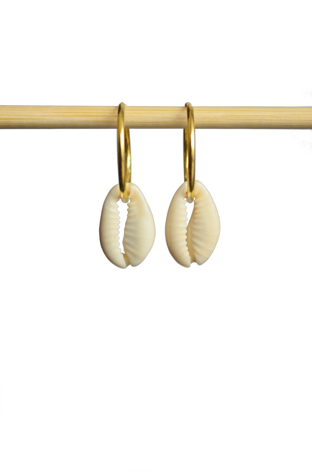 Cowrie Shell Hoops, Cowrie Hoops, Gold Cowrie Hoops, Gold Charm Hoops ...