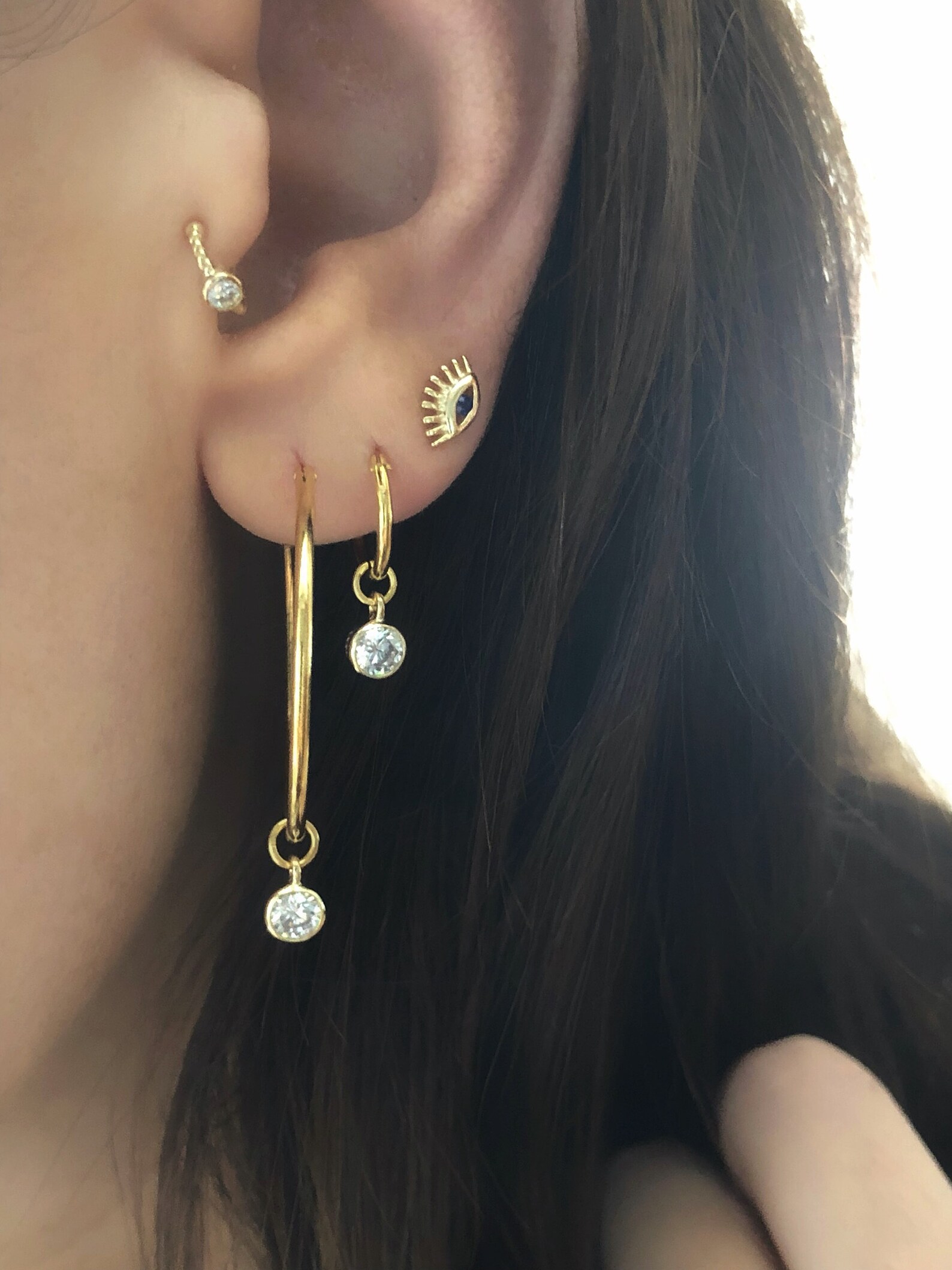 CZ Hoops Gold CZ Hoops Clear CZ Hoops 24k Gold Filled | Etsy