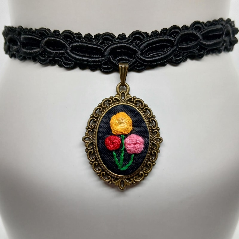 Embroidered Choker - Etsy