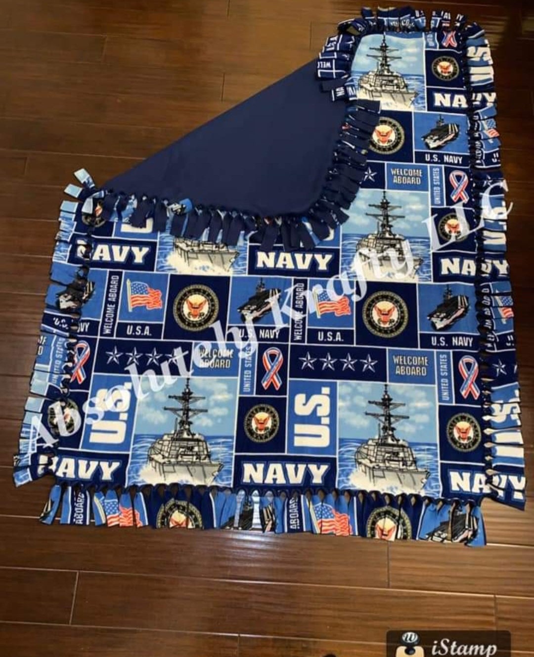 Custom Navy Fleece Blanket: Knotted Edge, 2-layer - Etsy