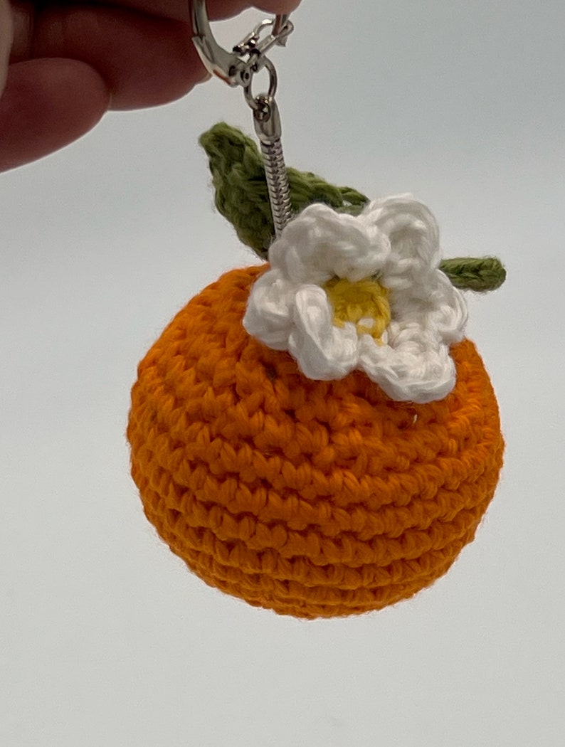 Crochet Fruit Orange Keychains Handmade Soft Cotton Yarn Amigurumi - Etsy
