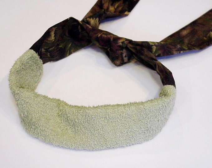 Terry Cloth Headband Gel Sweatband Cooler Sage Green Mossy Oak - Etsy