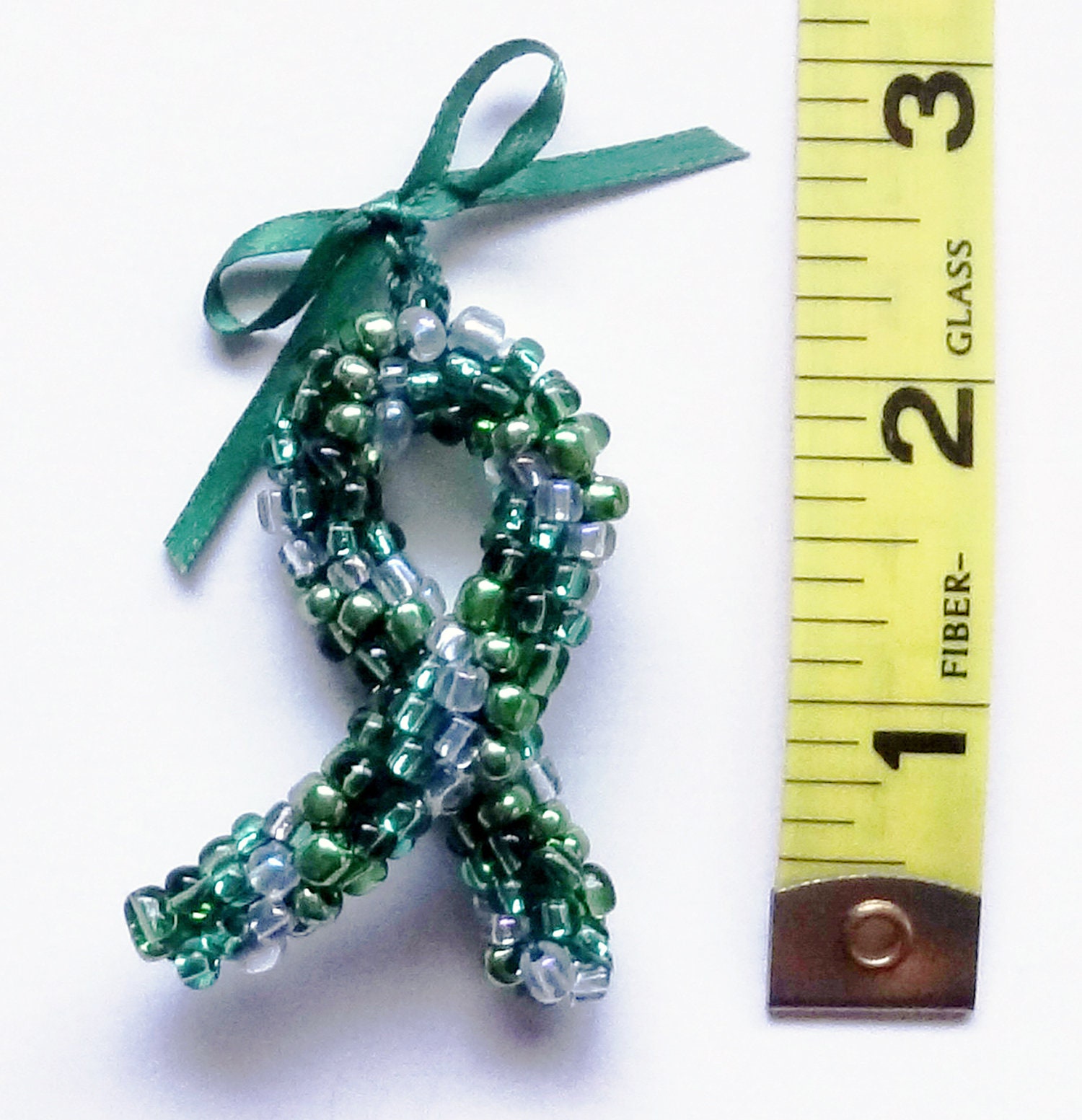 Liver Cancer Awareness Ribbon Ornament Emerald Green Bead - Etsy