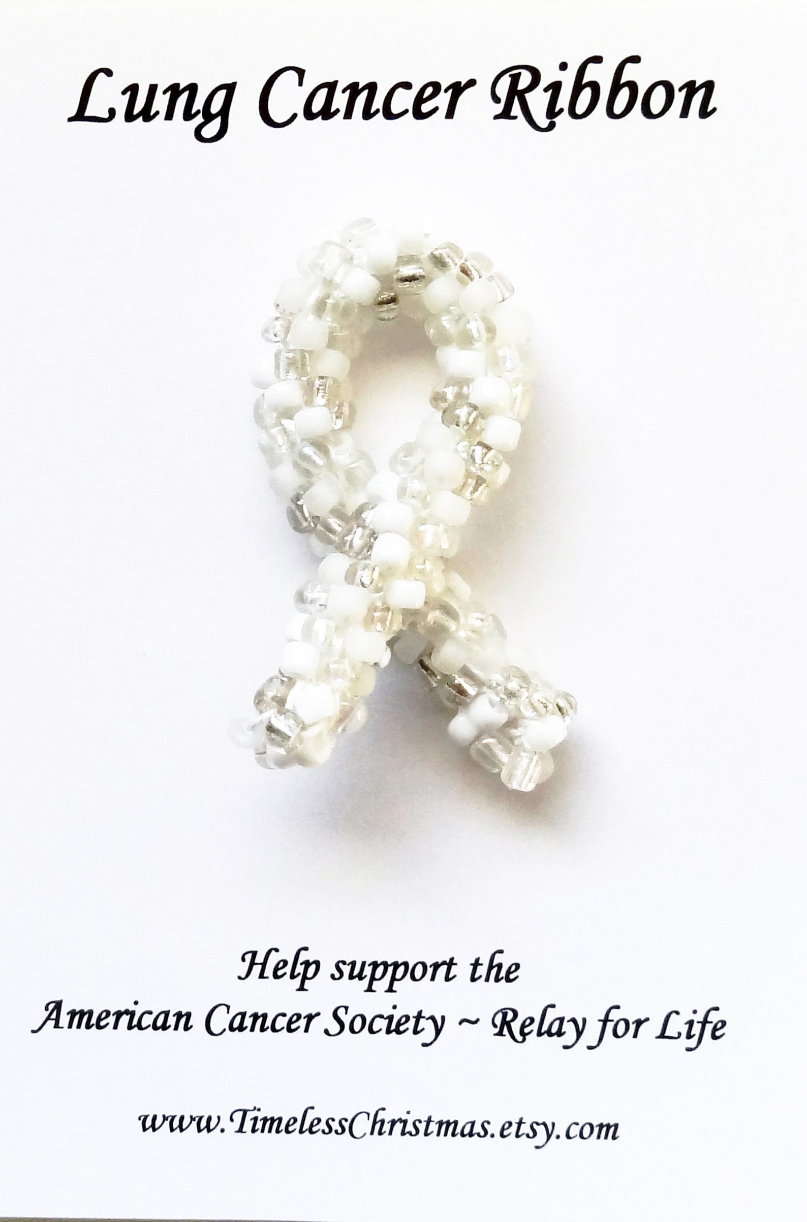 Lung Cancer Awareness Ribbon White Bead Crochet Lung Cancer | Etsy
