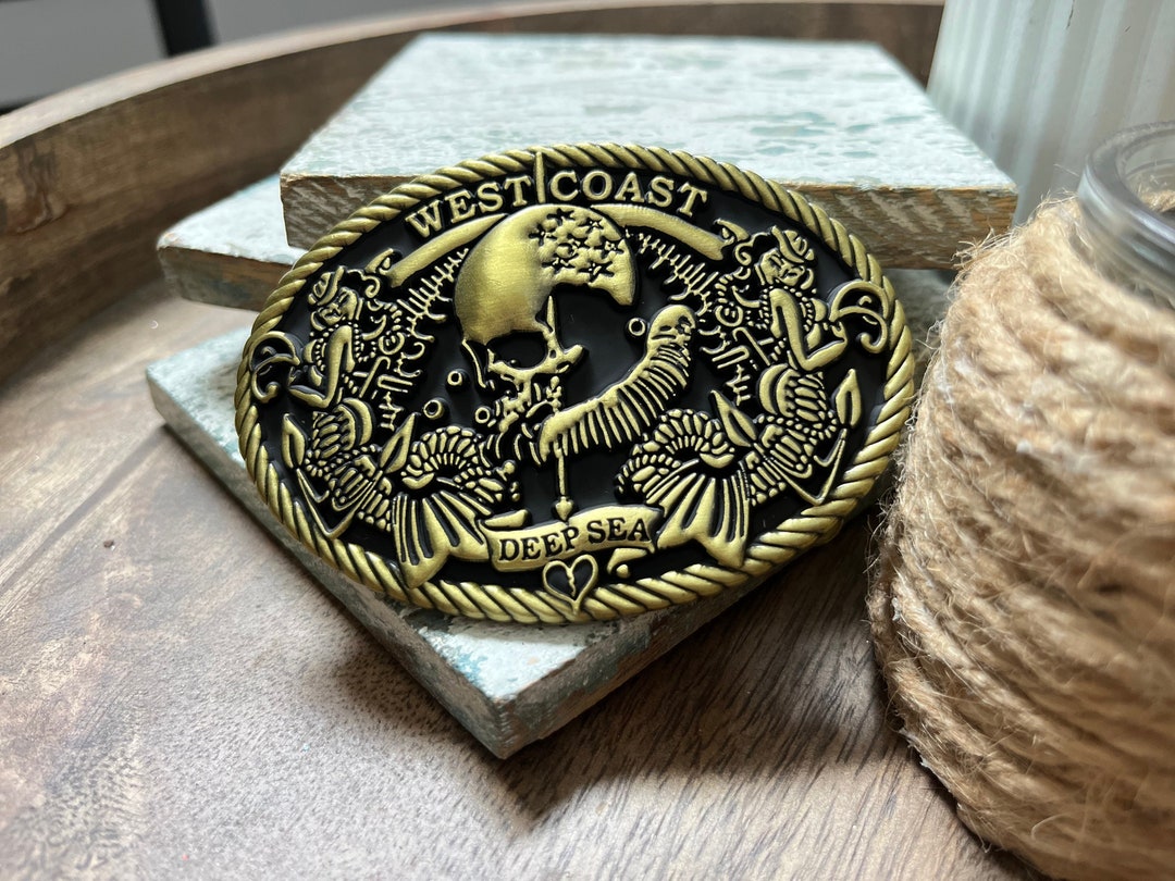 West Coast Navy Diver Belt Buckle: Deep Sea Skull, Fits 1.5" Belt - Etsy