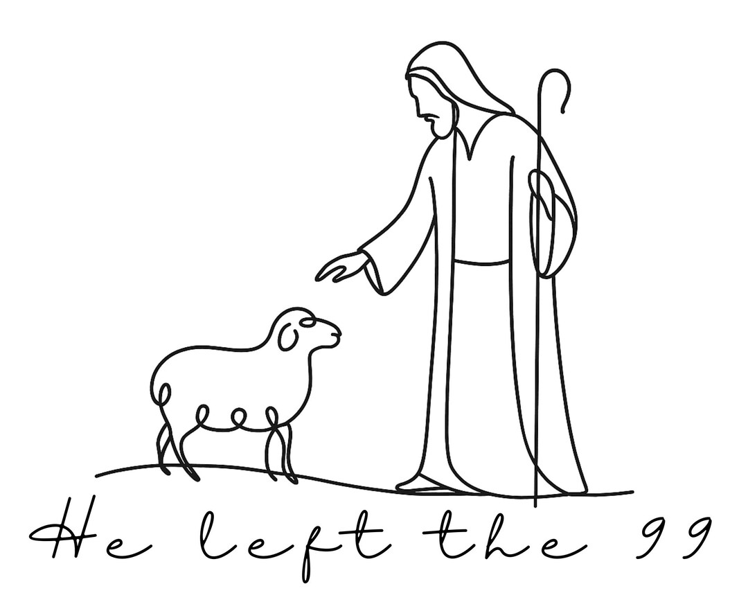 Good Shepherd Continuous Line Art PNG – Jesus & Sheep Digital Clipart ...