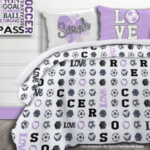 Girls Soccer Bedding for Girls Soccer Comforter Soccer Duvet Cover ...