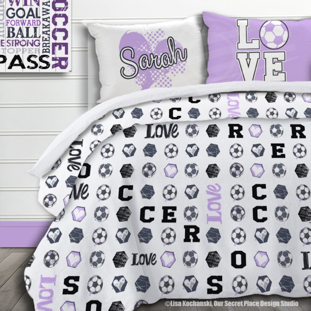 Girls Soccer Bedding for Girls Soccer Comforter Soccer Duvet Cover ...
