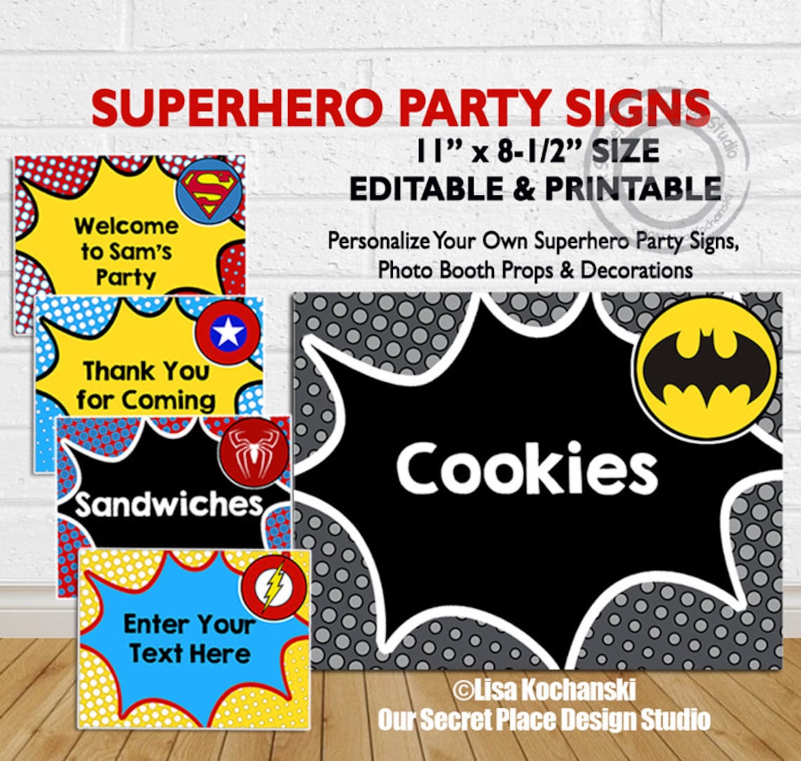 INSTANT DOWNLOAD Editable Superhero Signs Superhero Party - Etsy