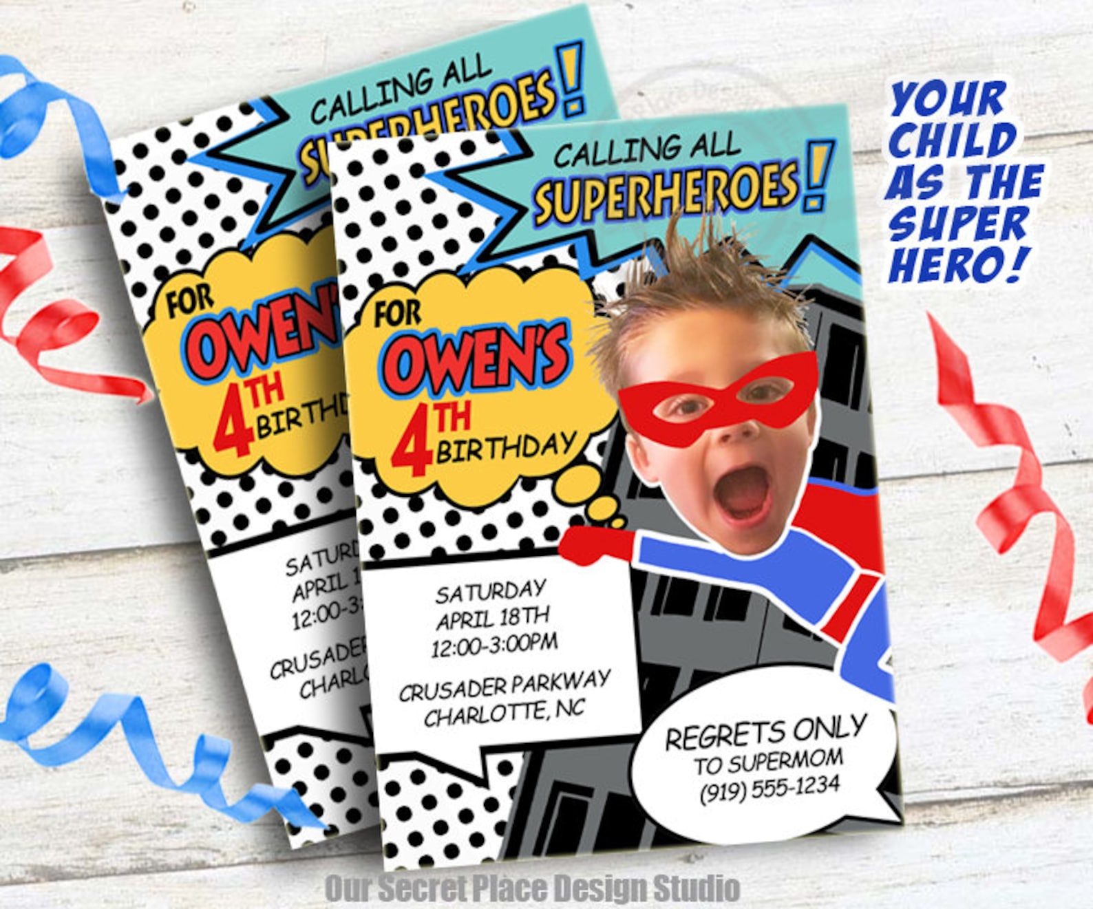 DIGITAL Superhero Photo Invitation Birthday Photo Invitation - Etsy