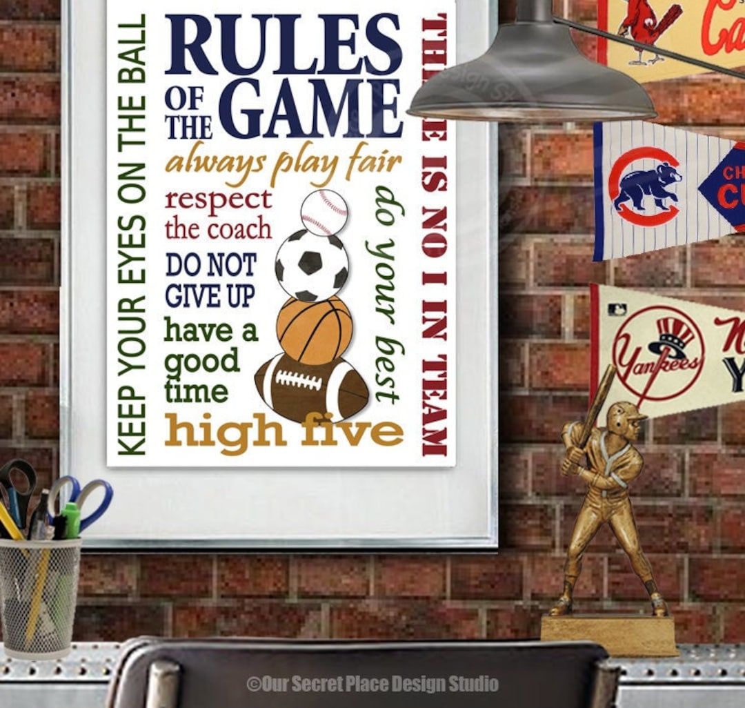 Rules of the Game Print Inspirational Sport Print Teen Boy Wall Art ...