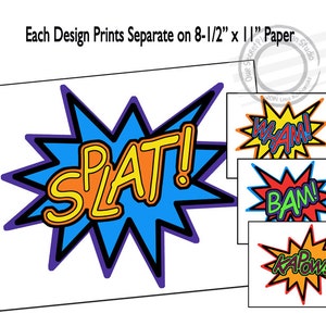 INSTANT DOWNLOAD Bam Splat Kapow Wham Comic Book Baby Shower Super Hero ...