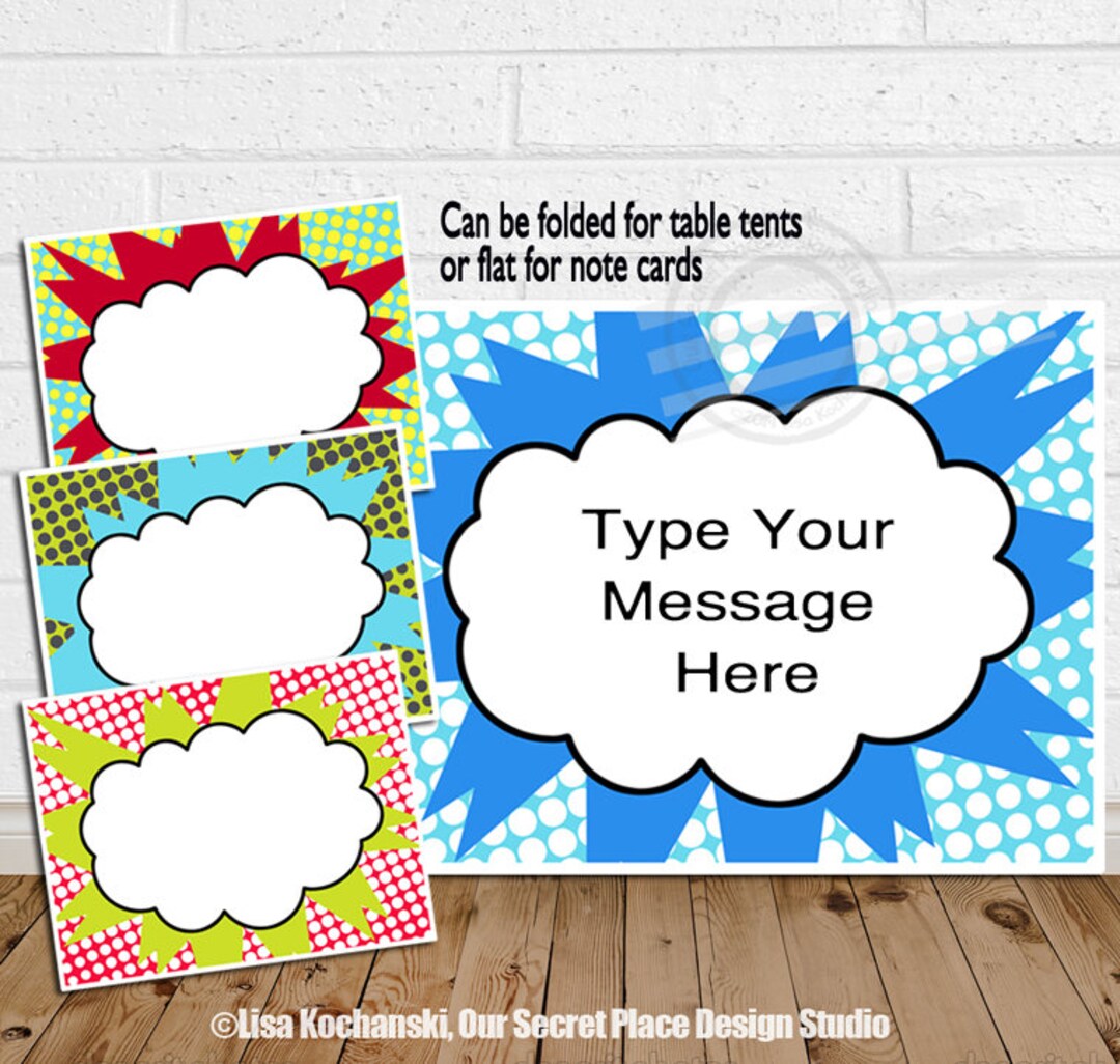 INSTANT DOWNLOAD Editable Party Decorations Superhero Name Tags ...