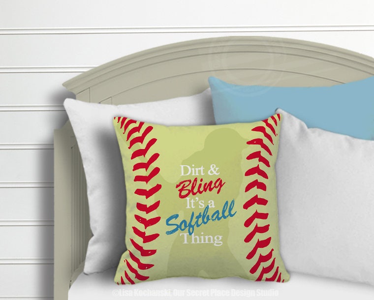 Dirt & Bling Its a Softball Thing Pillow Cover Softball Pillow ...
