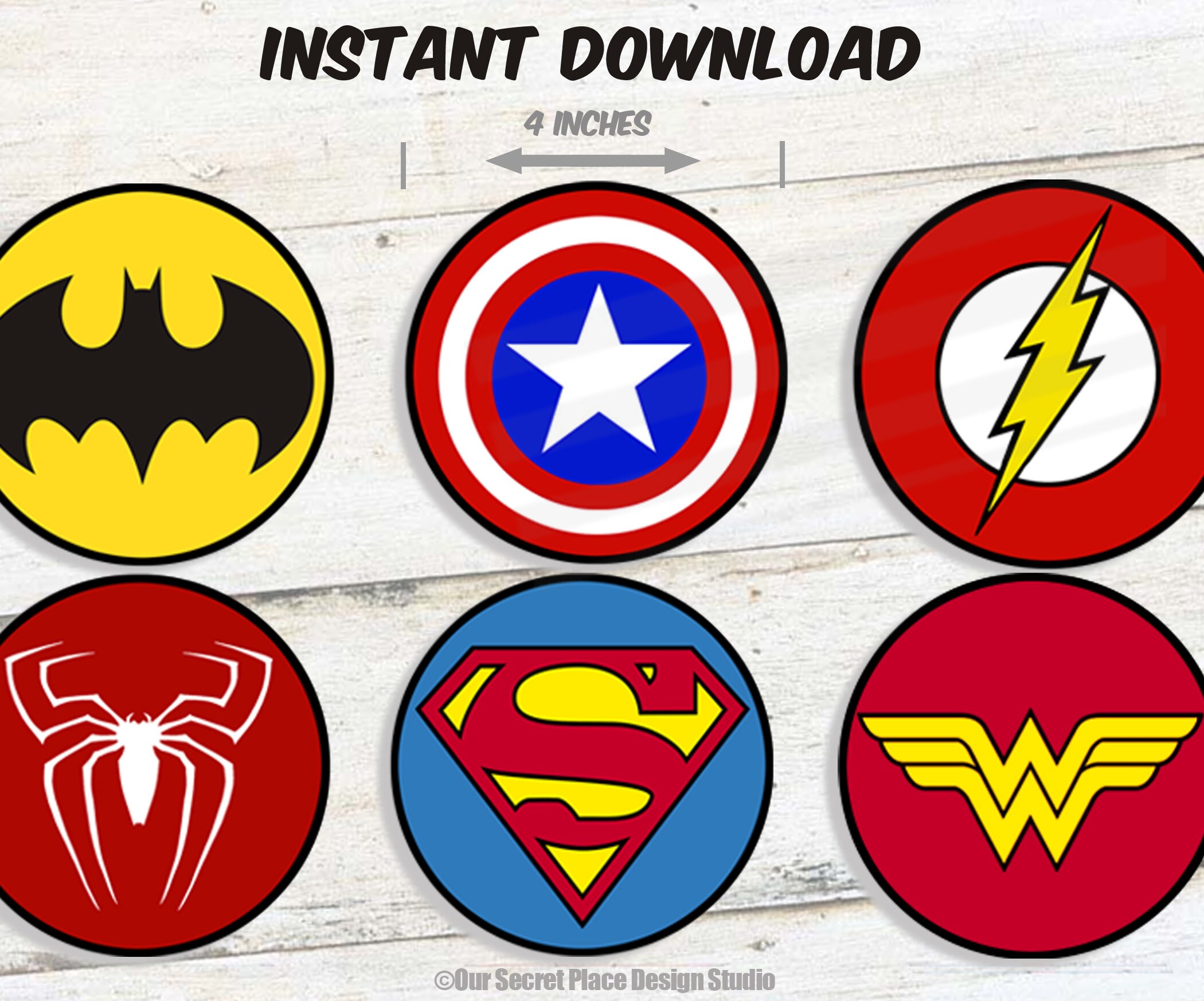 INSTANT DOWNLOAD Superhero Logo Symbols Superhero Birthday | Etsy