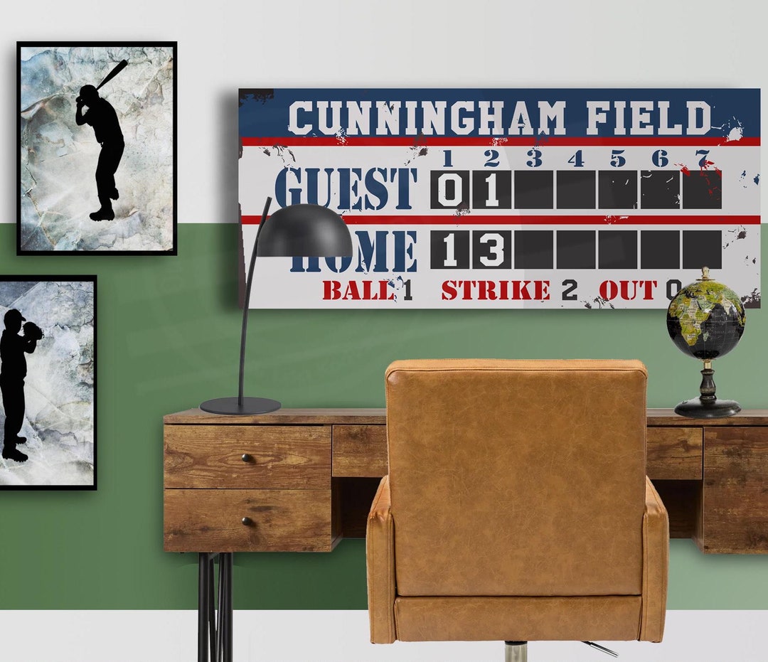 Boys Personalized Baseball Sign Custom Scoreboard Sign Boys Canvas Wall ...