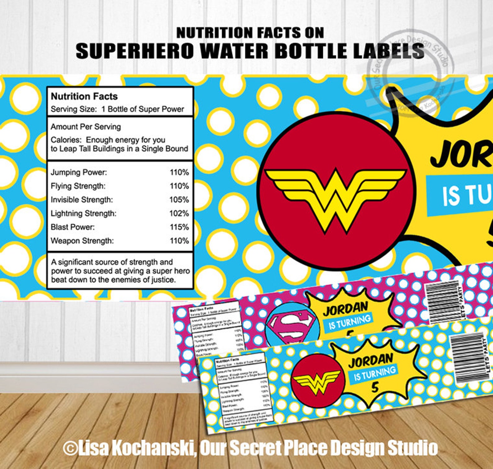 INSTANT DOWNLOAD Personalized Girl Superhero Water Bottle - Etsy