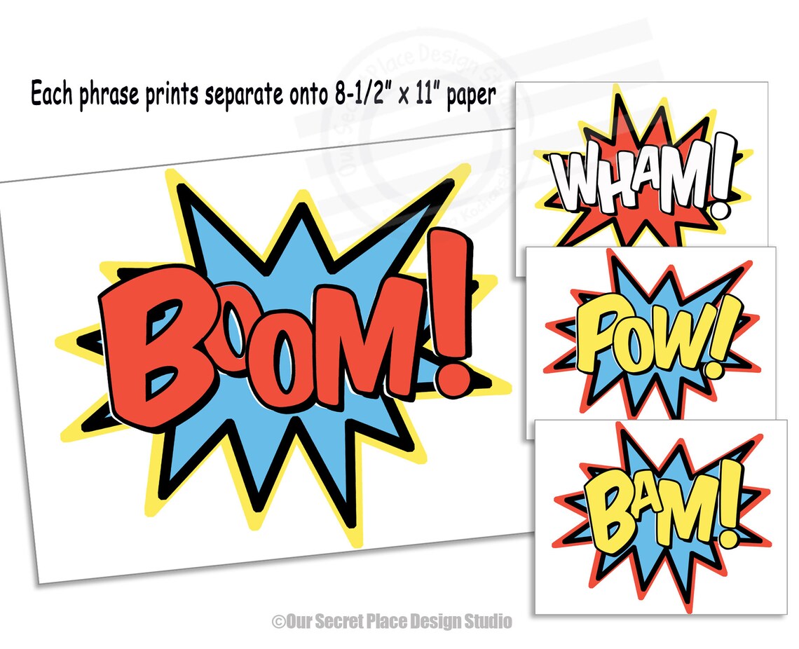 Superhero Party Signs Comic Book Action Superhero Birthday - Etsy