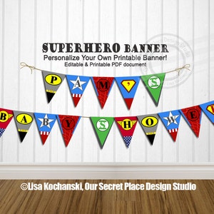 INSTANT DOWNLOAD Editable Superhero Banner Super Hero Banner - Etsy UK