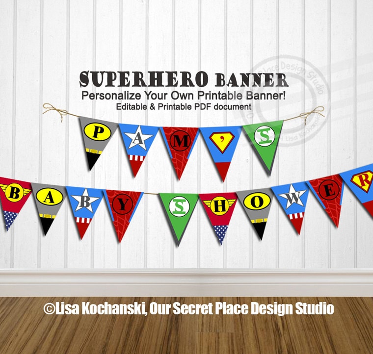 INSTANT DOWNLOAD Editable Superhero Banner Super hero Banner | Etsy