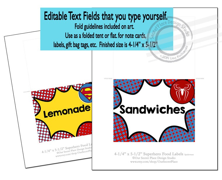 INSTANT DOWNLOAD Superhero Food Labels Superhero Gift Bag Labels ...