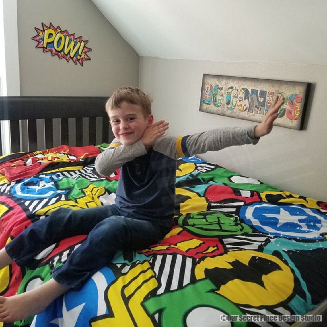 Boys Duvet Cover Superhero Bedding Set Kids Comforter Twin XL - Etsy
