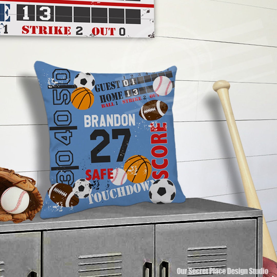 Kids Personalized Sports Pillow Cover Boys Sports Bedroom Gift for Boys ...