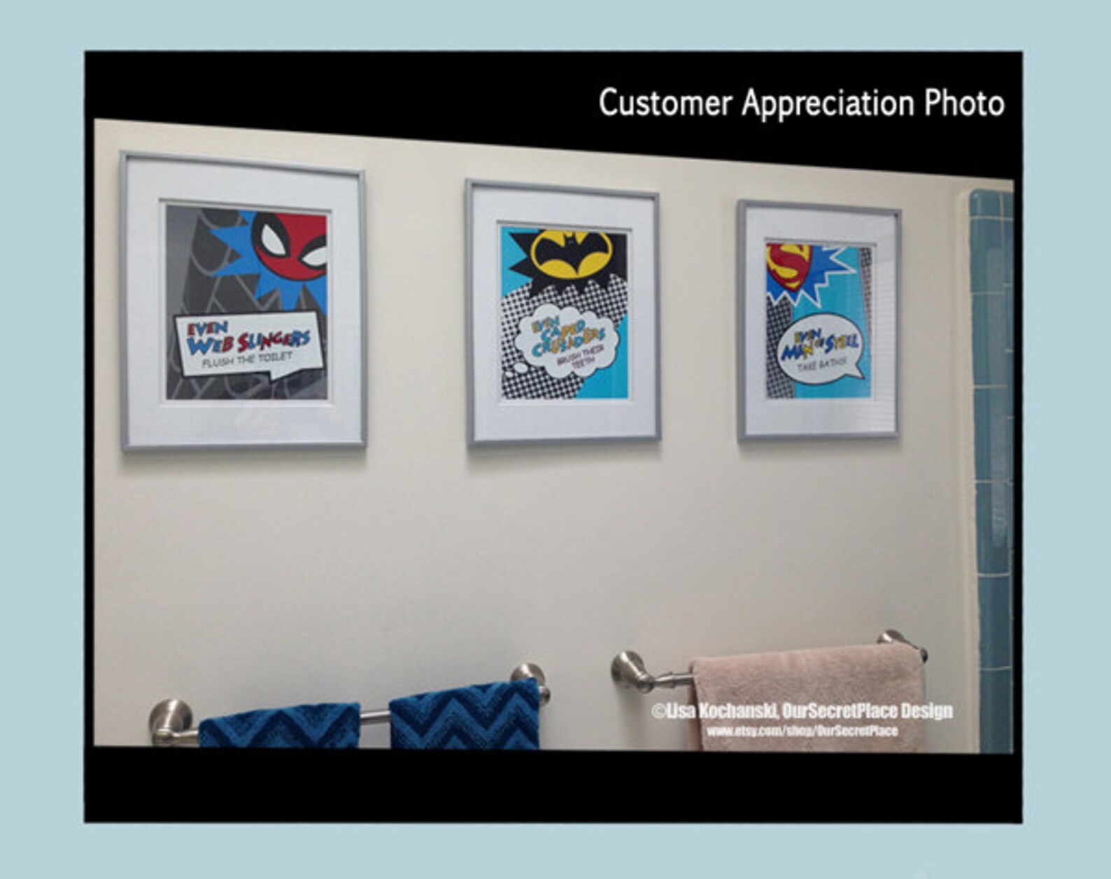 DIGITAL Superhero Bathroom Wall Art Kids Bathroom Signs Super Hero ...