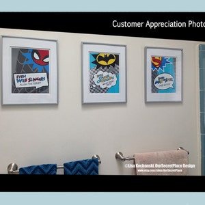 DIGITAL Superhero Bathroom Wall Art Kids Bathroom Signs Super Hero ...