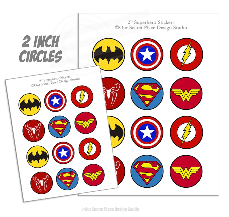 Digital Superhero Logo Symbols Superhero Stickers Superhero | Etsy
