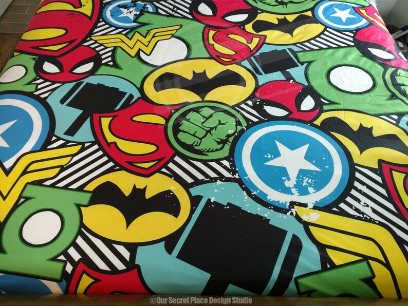 Boys Duvet Cover Superhero Bedding Set Kids Comforter Twin XL - Etsy