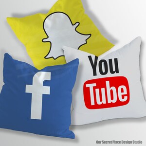 Social Media Icons Youtube Pillow Instagram Pillow Cover Snapchat ...