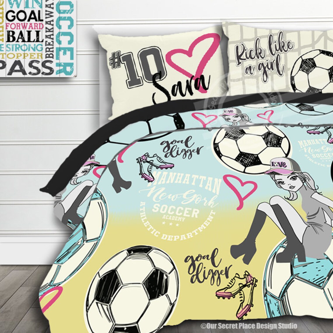 Girls Soccer Bedding Set Personalized Duvet Girls Tween - Etsy