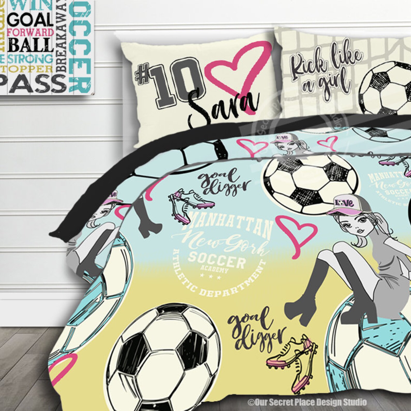 Girls Soccer Bedding Set Personalized Duvet Girls Tween - Etsy