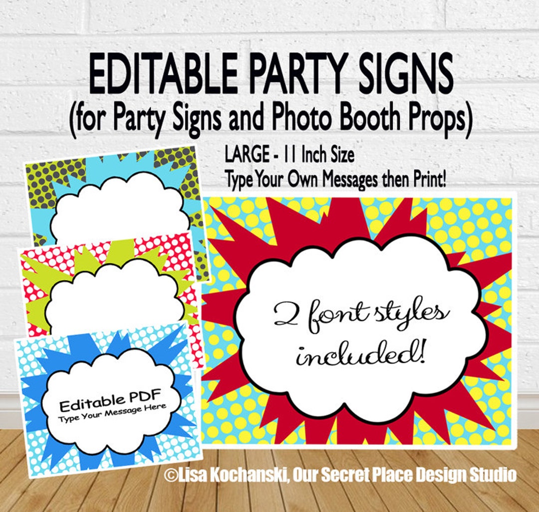 INSTANT DOWNLOAD Editable Superhero Party Sign Superhero Decoration ...