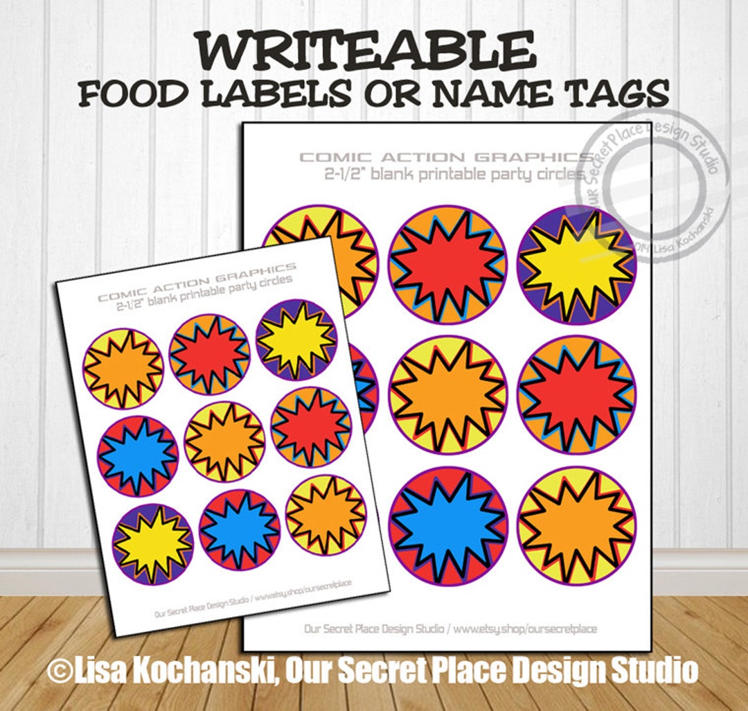PRINTABLE Party Labels Superhero Party Printable Party Decor Superhero ...